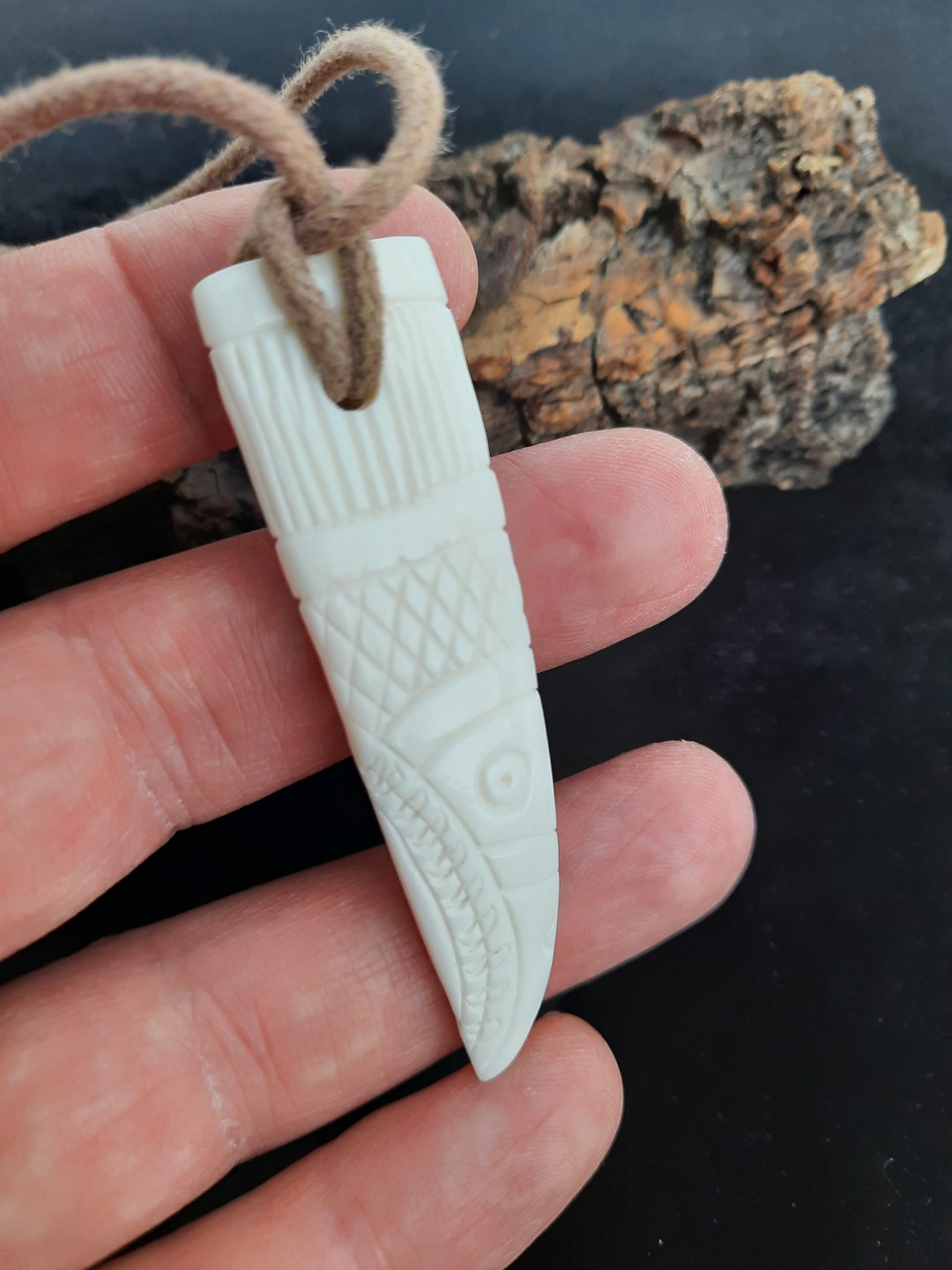 Spiritual Raven Amulet, Hand-carved From Buffalo Bone Free Shipping ...