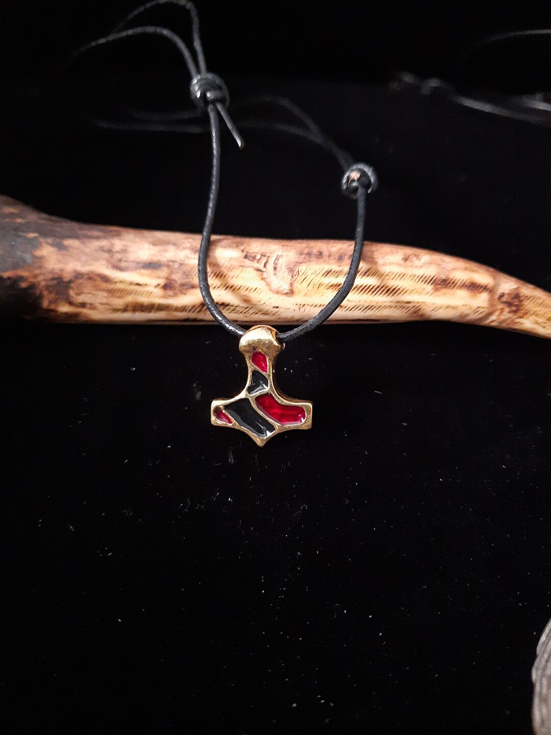 God Thor Battle Mjolnir Amulets With Real Black and Red Enamel, Hand ...