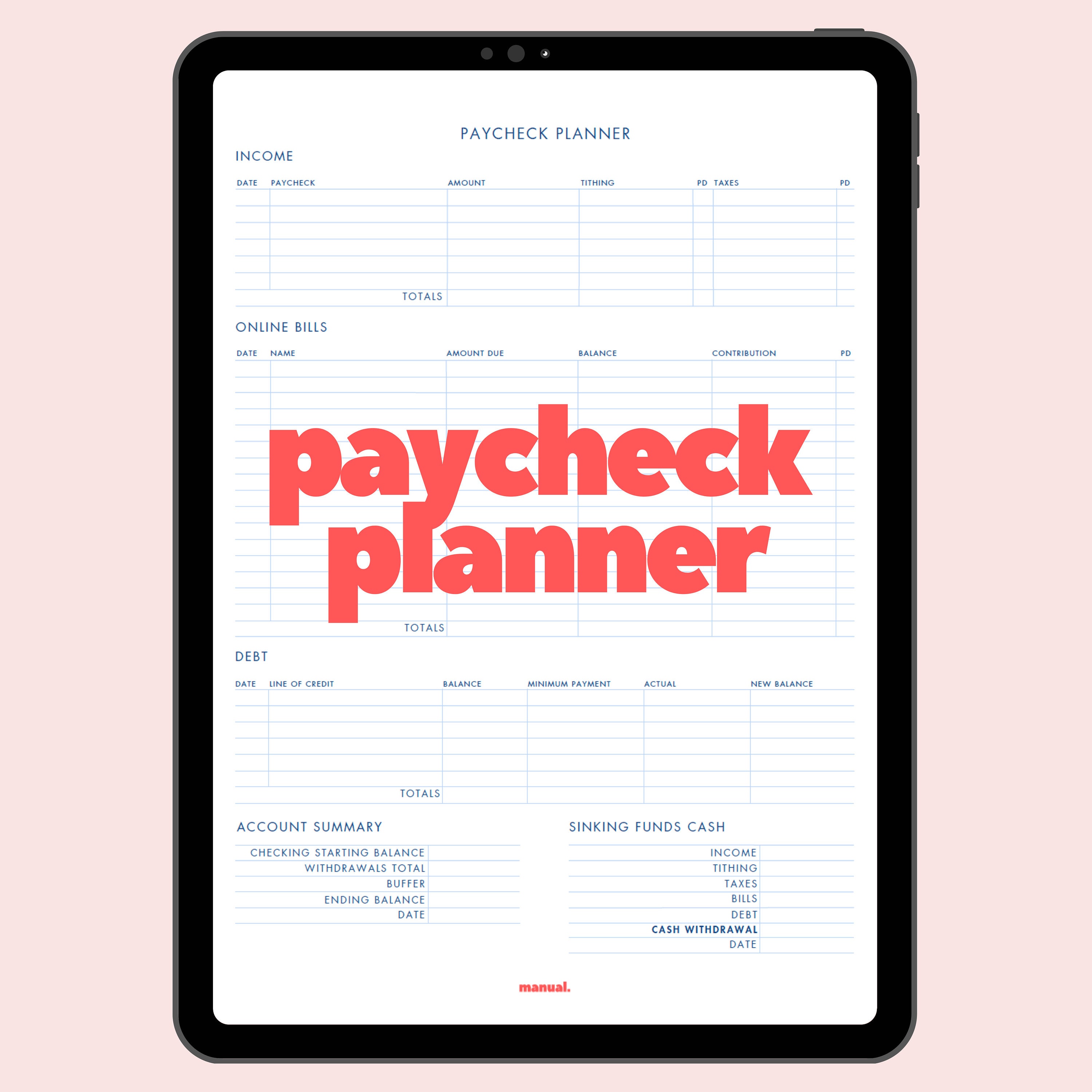 Paycheck Planner Zero-based Budget Dave Ramsey Inspired Debt-free ...