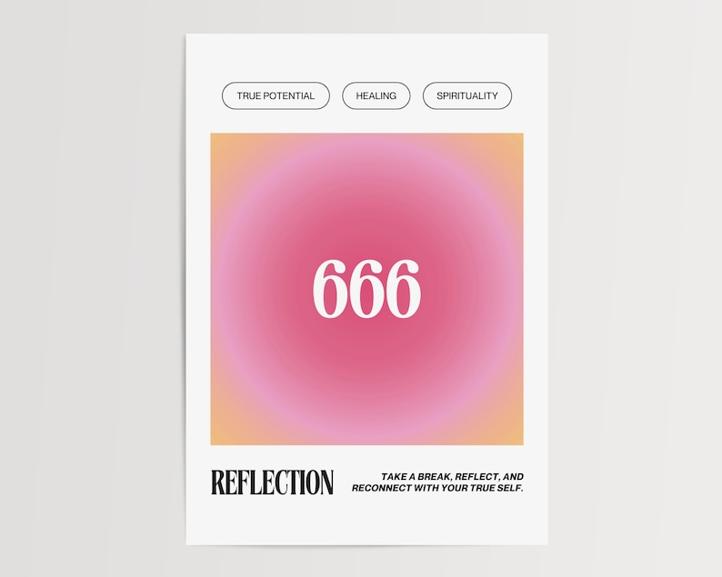 666 Angel Number Poster Aura Poster Aura Print Angel Number Print Angel ...