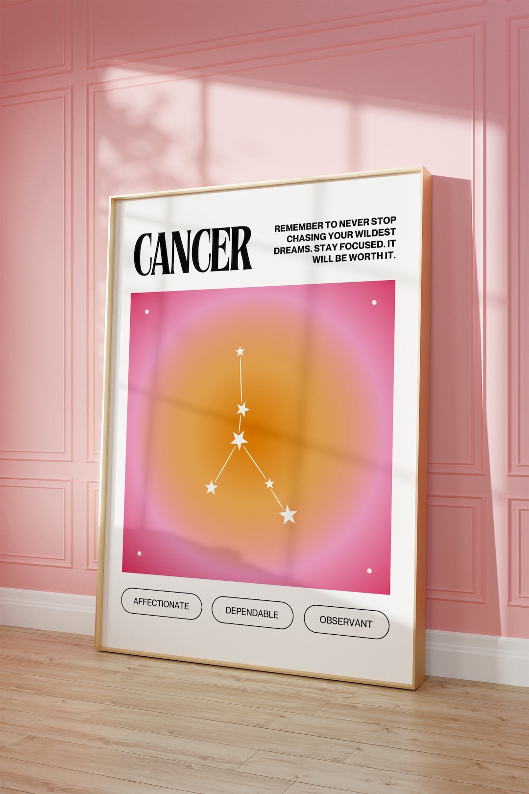 Cancer Zodiac Print Cancer Gifts Girly Wall Art Aura Poster Aura Print ...