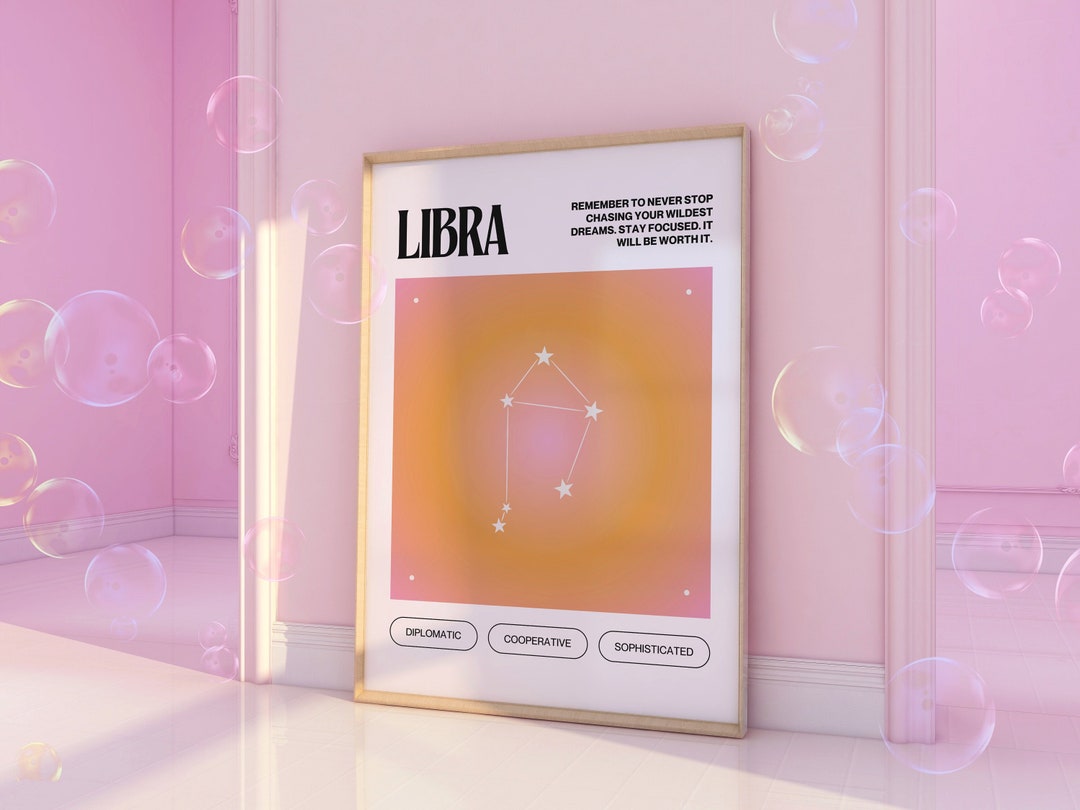 Libra Zodiac Sign Poster, Libra Birthday Gift, Constellation Art, Aura ...