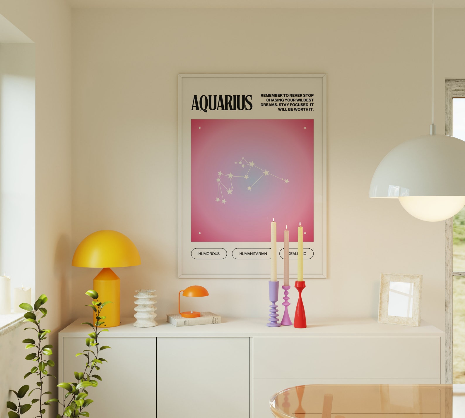 Aquarius Zodiac Print Aquarius Gifts Girly Wall Art Aura Poster Aura ...