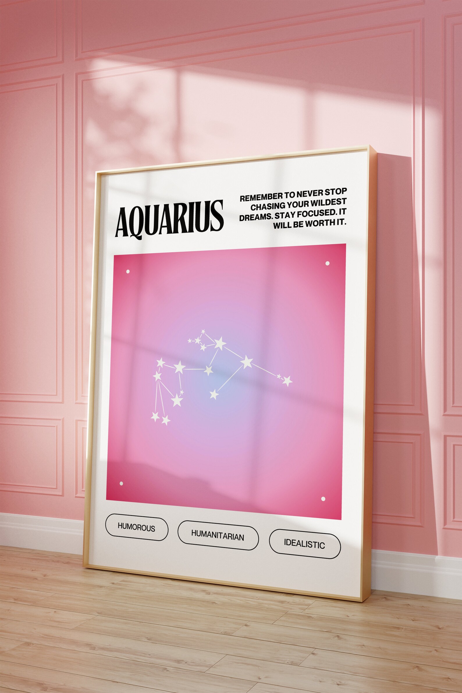 Aquarius Zodiac Print Aquarius Gifts Girly Wall Art Aura Poster Aura ...