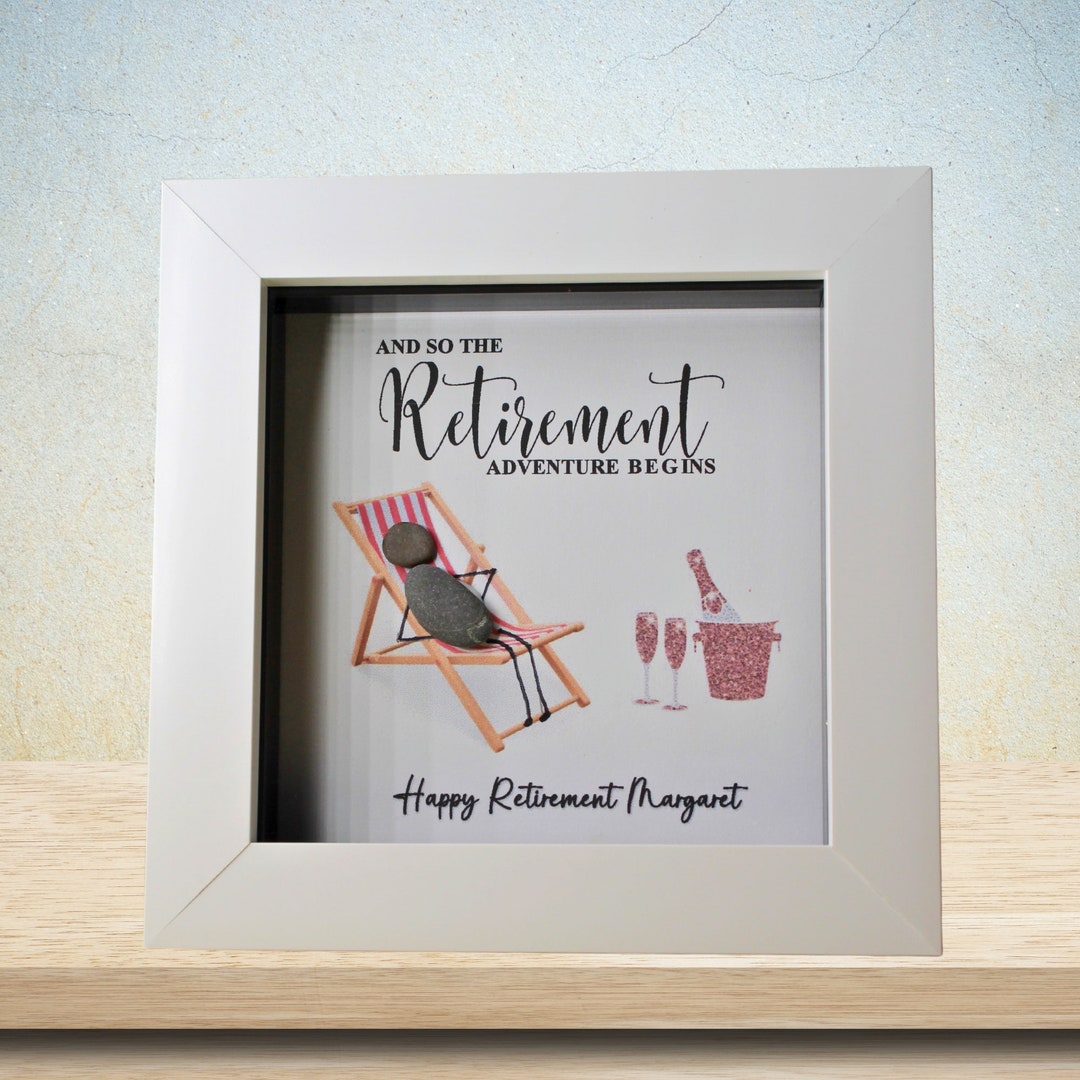 Personalised Retirement Pebble Art Picture Handmade Retirement Gift ...