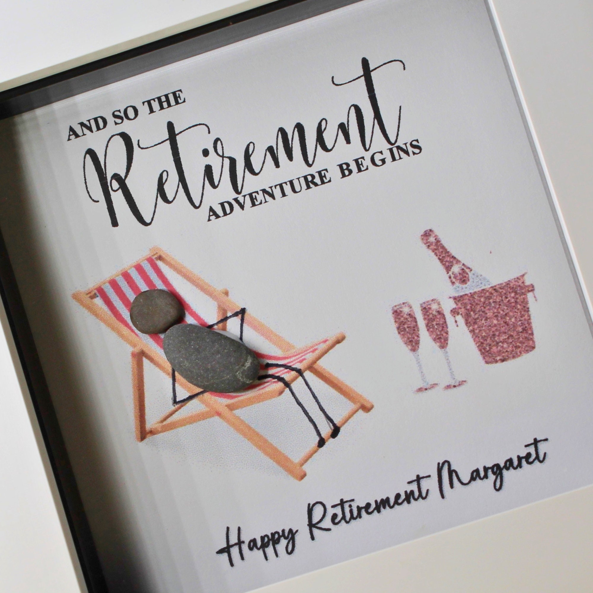 Personalised Retirement Pebble Art Picture Handmade Retirement Gift ...