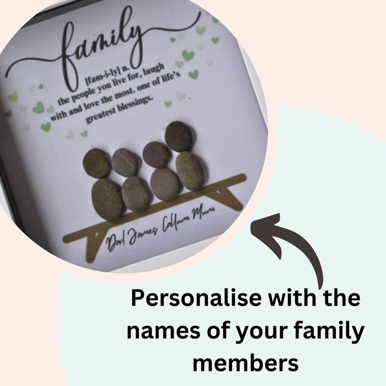 Personalised Family Pebble Art Handmade Framed Picture Gift for Her ...