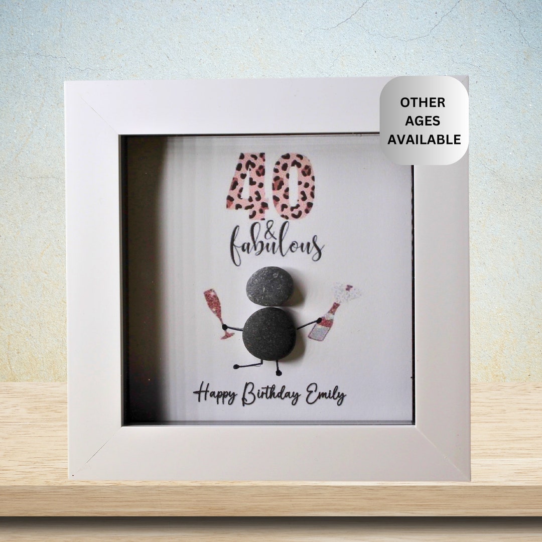 Personalised Pebble Art Birthday Gift 40th, 50th, 60th, 70th Milestone ...
