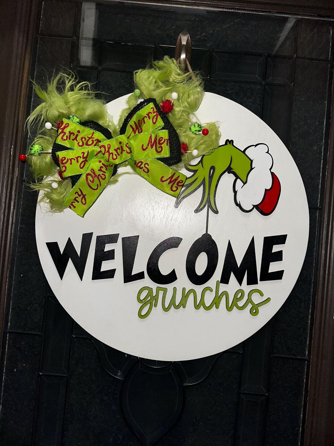 Welcome Grinches Door Hanger: Whimsical Christmas Porch Sign - Etsy