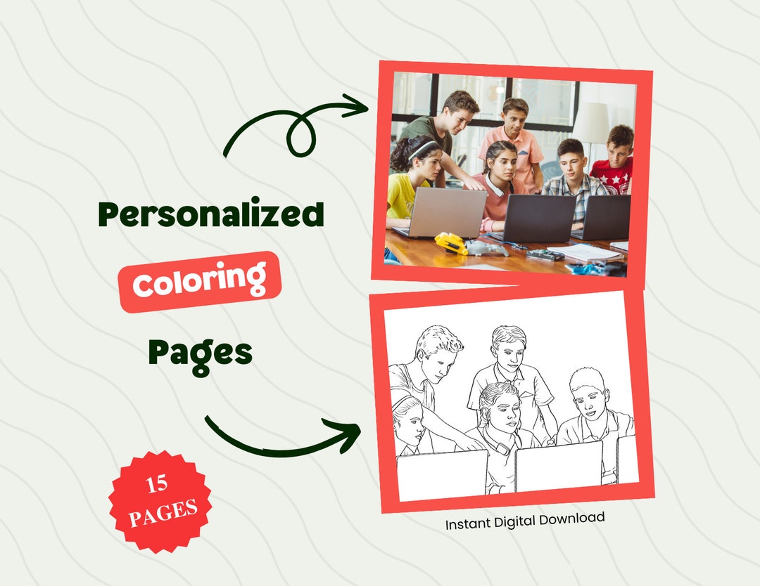 Personalized Coloring Page, Custom Coloring Page, Photo to Coloring Page, Downloadable Printable ...