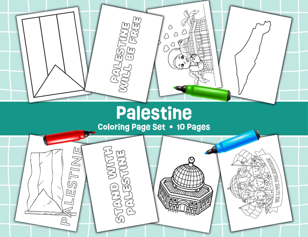 Printable Palestine Flag Coloring Page, Downloadable Palestine Map for ...