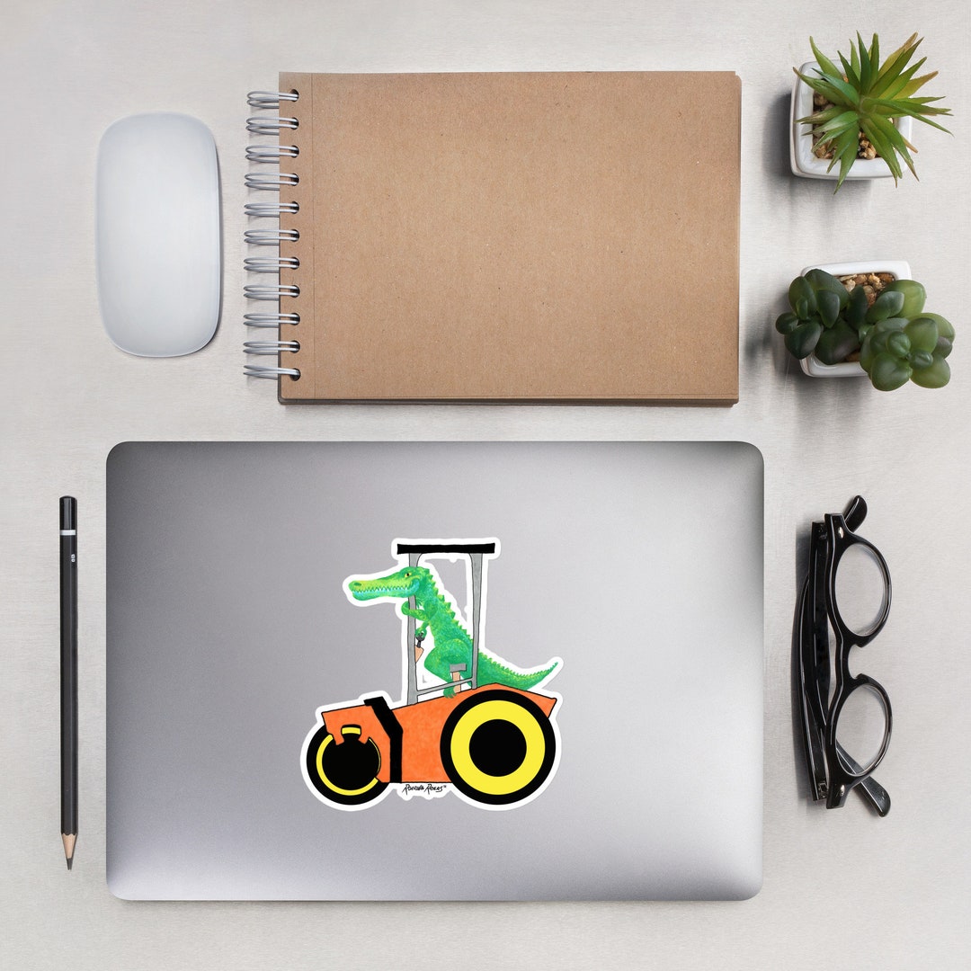 Crocodile on Road Roller Sticker - Kids Construction Vinyl Decal - Etsy