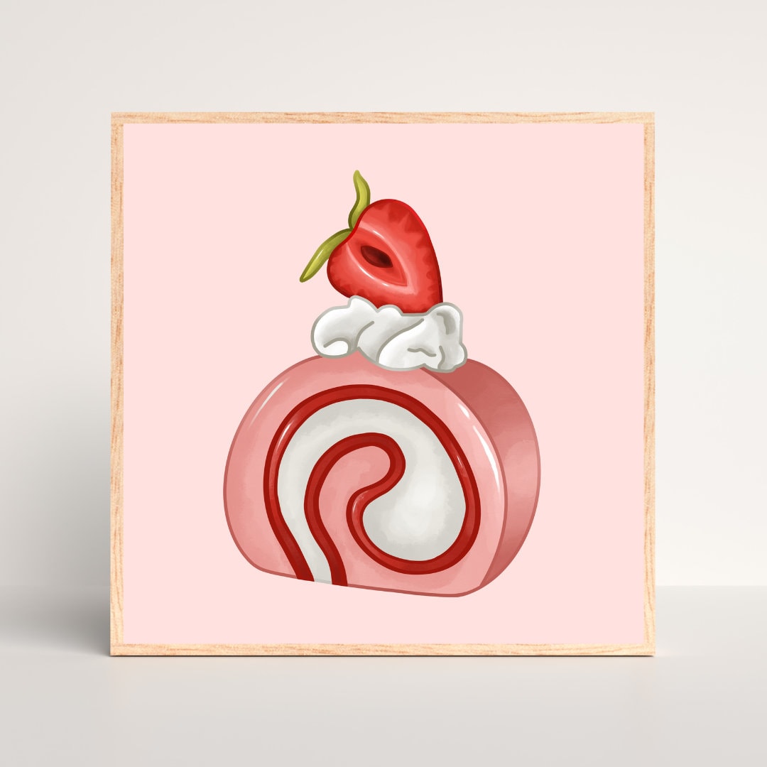 Strawberry Cake Roll Print - Digital File - Etsy