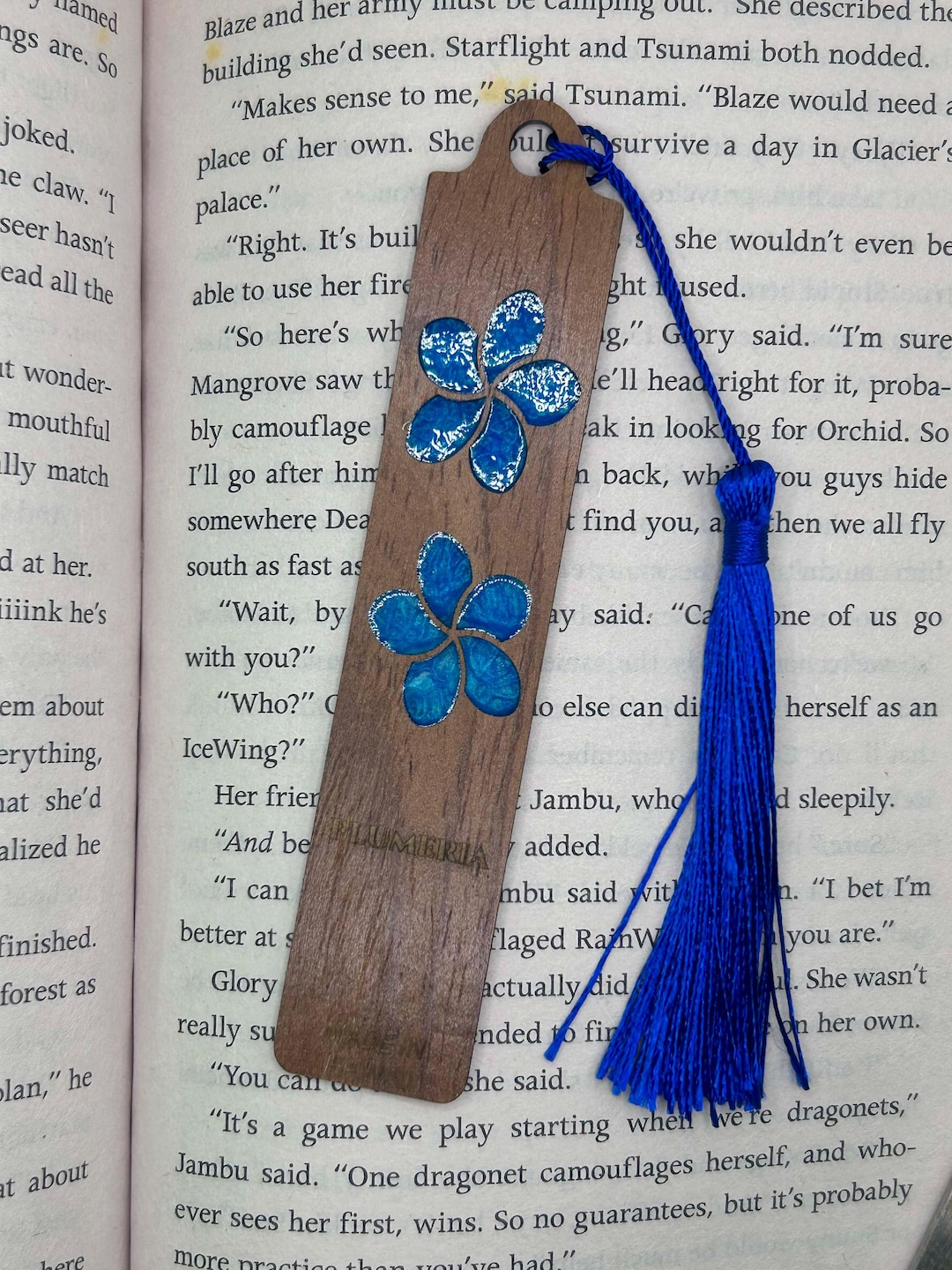 Nature Inspired : Walnut Wood With Resin Bookmark - Hawaiian Plumeria ...