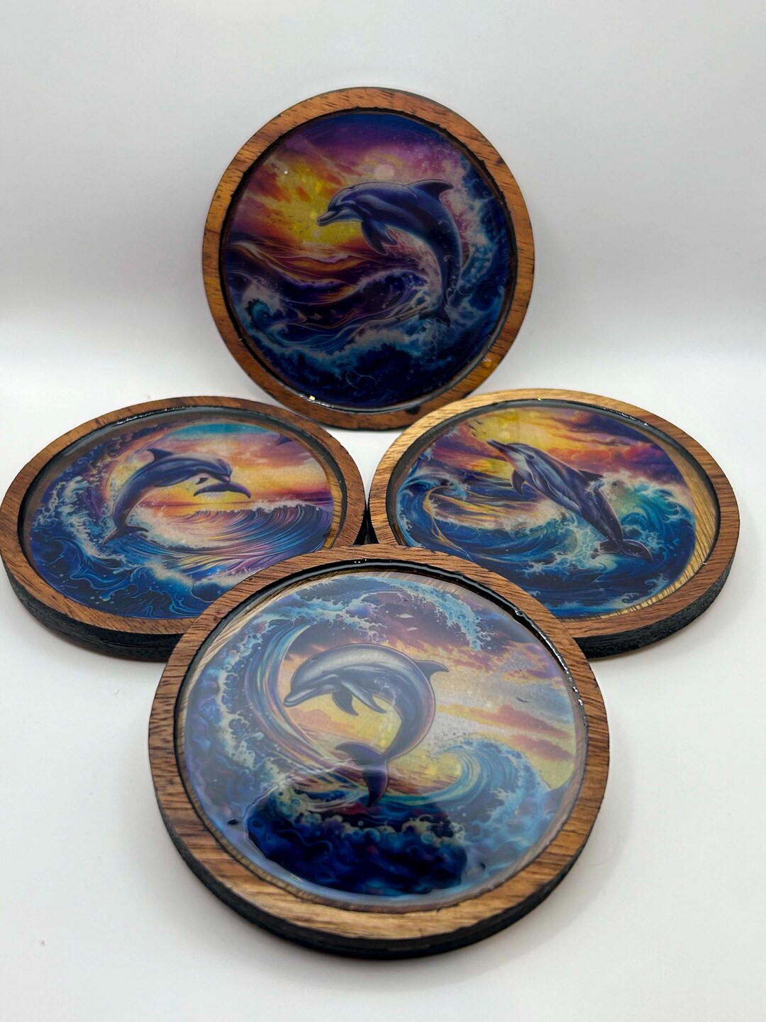 Nature Inspired : Koa Wood Coasters Dolphins - Etsy
