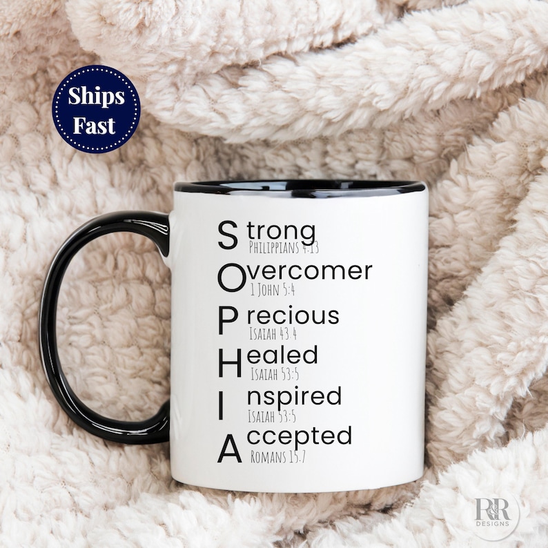 Personalized Christian Mug With Name, Custom Name Meaning Coffee Mug ...
