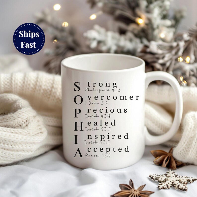 Personalized Christian Mug With Name, Custom Name Meaning Coffee Mug ...