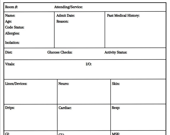 Nurse Report Sheet Printable, Instant Download, Daily To-do List, Daily ...