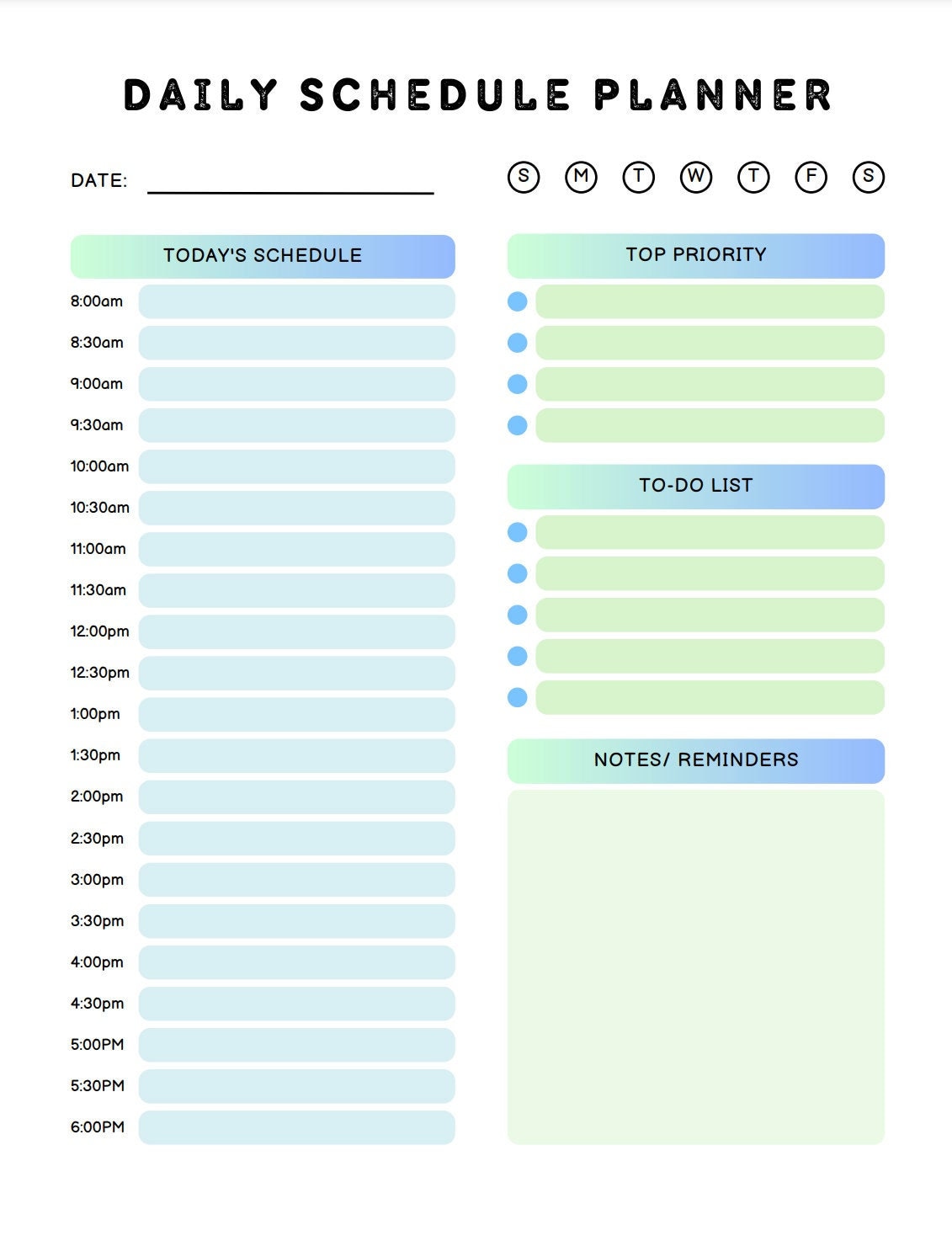 Daily Schedule Planner - Etsy