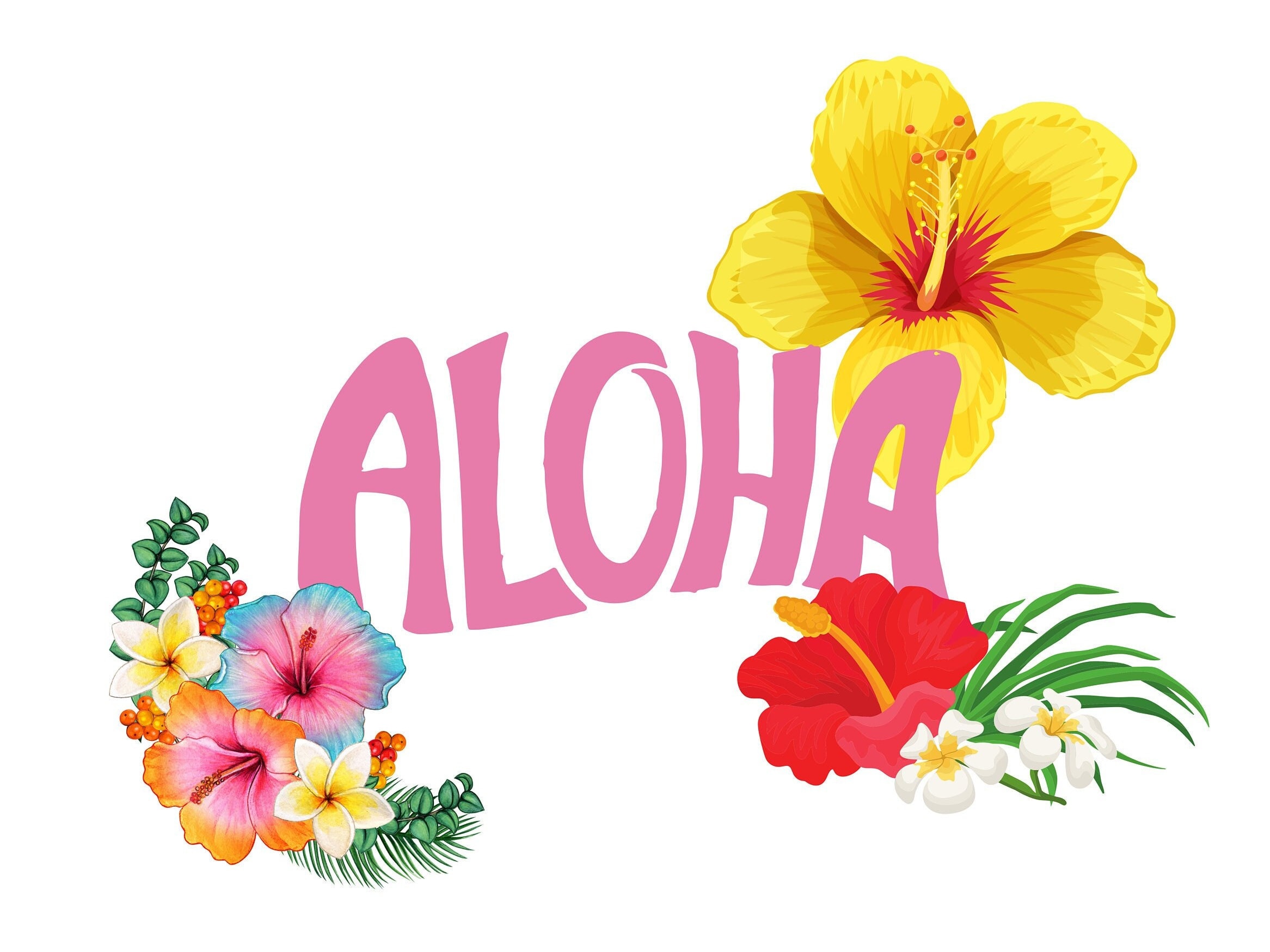 Aloha Flower SVG and PNG Files Hawaiian Floral Clipart, Instant ...