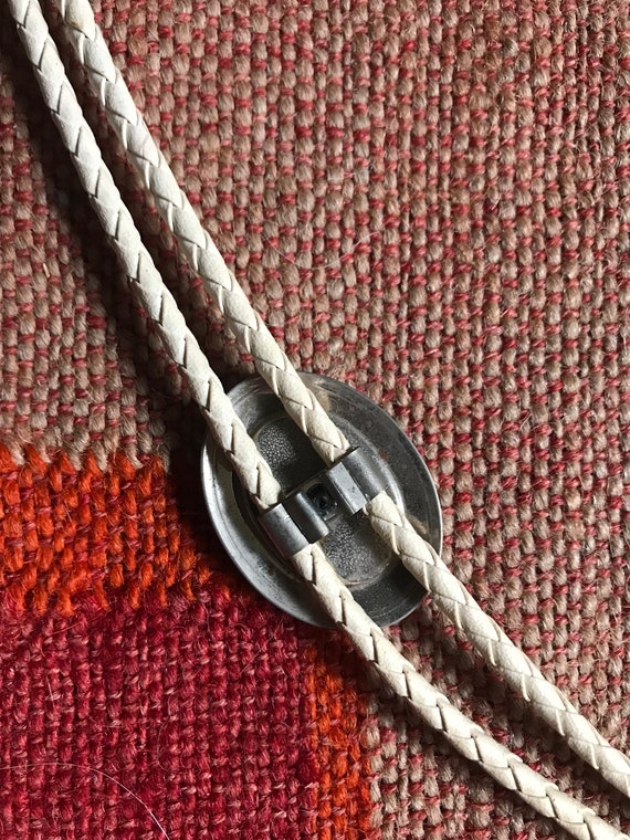 Vintage Braided Leather Bolo with Big Horn Slide - Gem