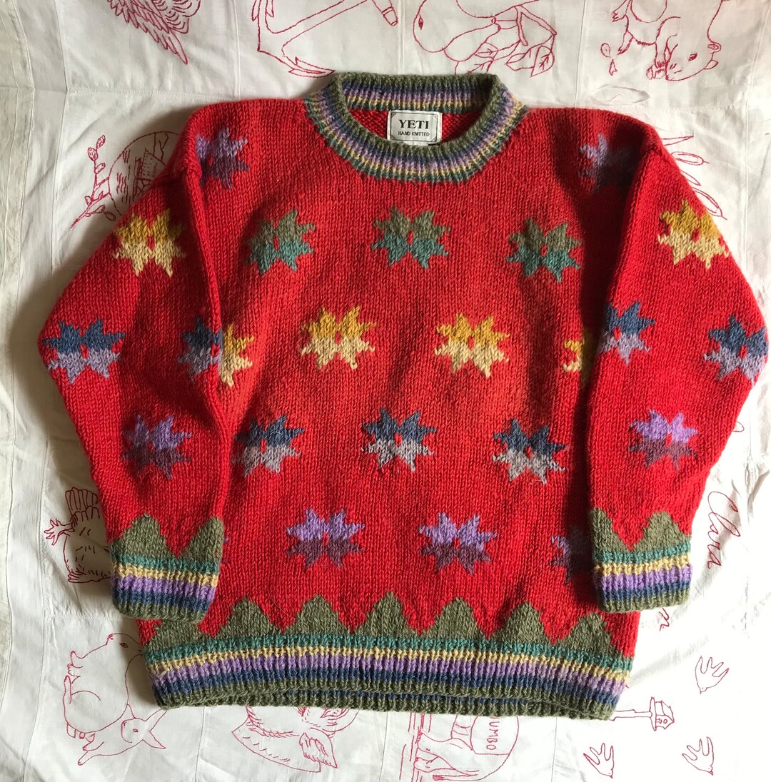 Vintage Hand Made Nepal Star Wool Pullover Sweater, Crew Neck Jumper - Etsy