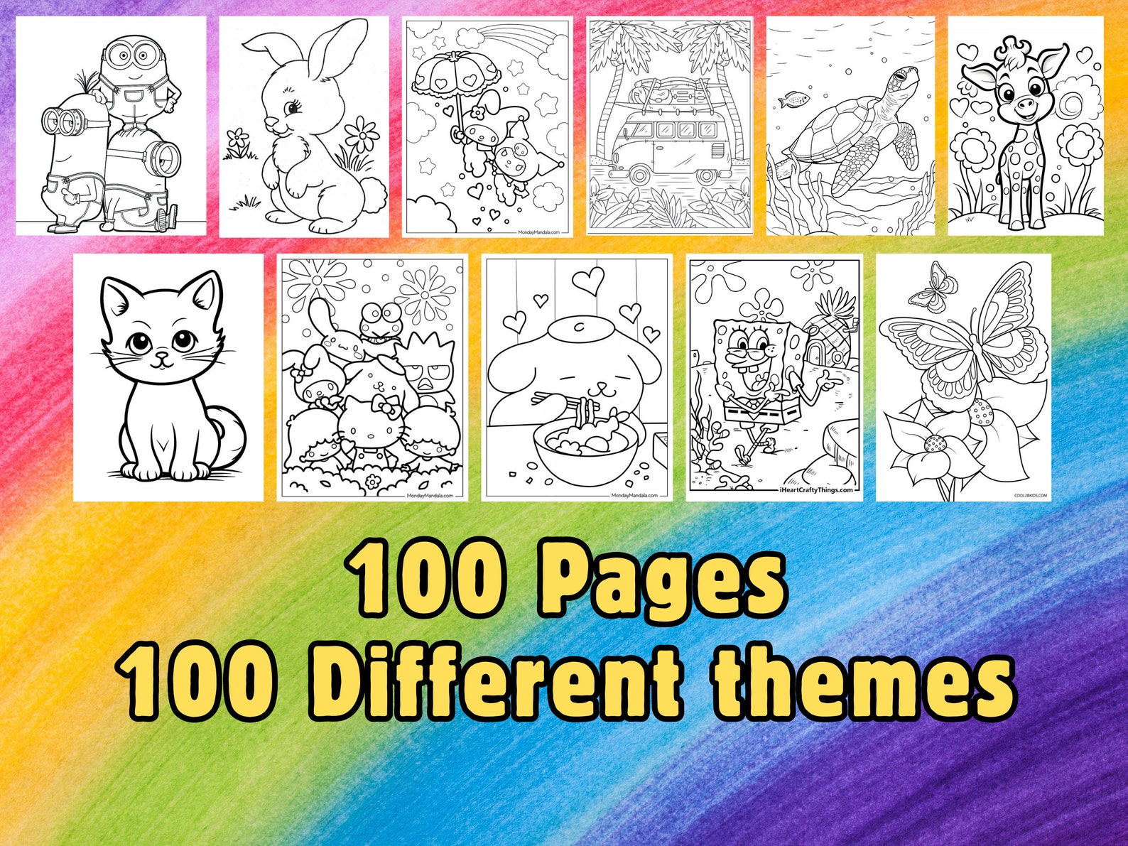 100 Easy Coloring Pages for Kids | Printable Coloring Pages | 100 ...