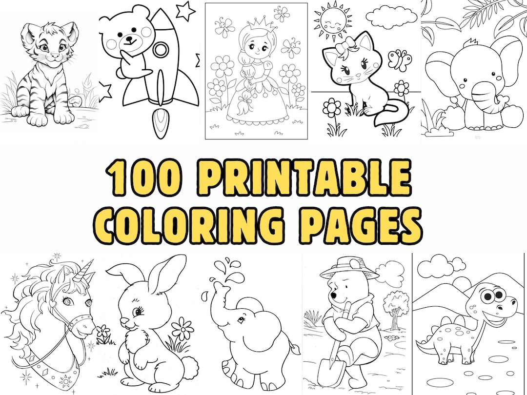 100 Easy Coloring Pages for Kids | Printable Coloring Pages | 100 ...