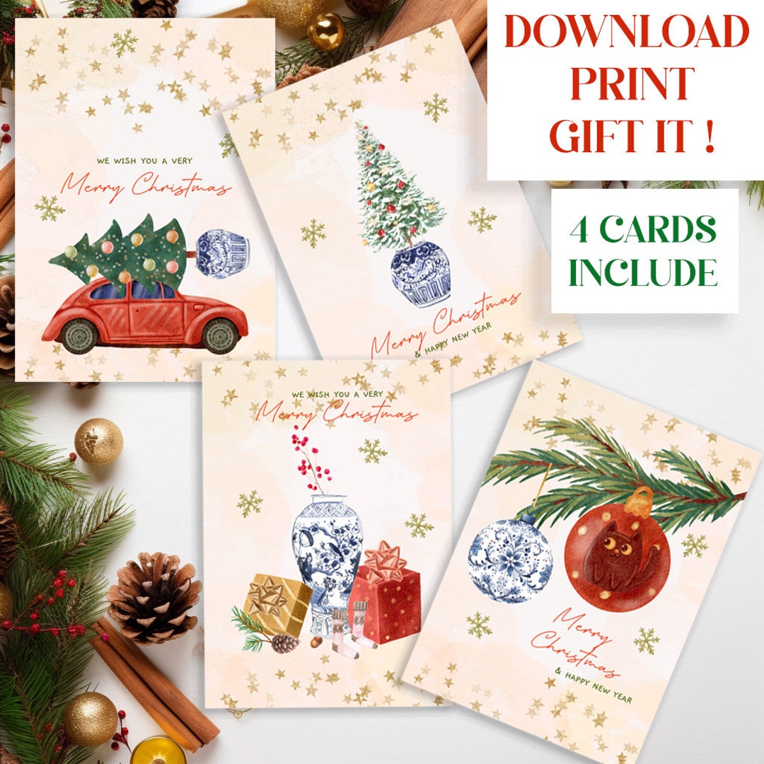 Printable Christmas Card, Holiday Christmas Card, Christmas Bundle ...