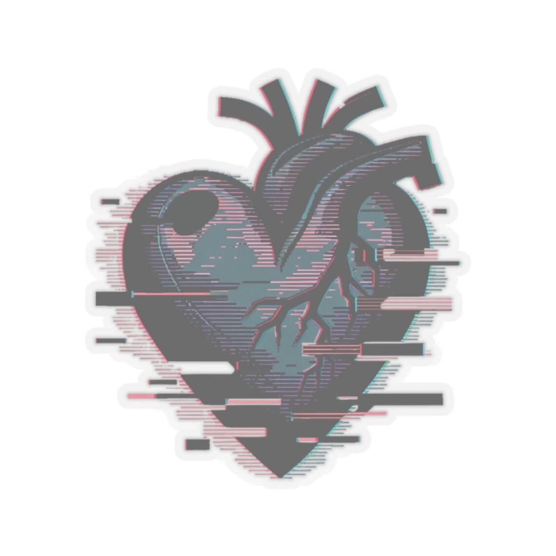Glitched Heart Sticker - Cyberpunk Retro Digital Art - Etsy