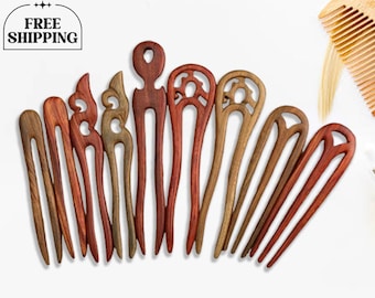 Handmade Wooden U Shape Hairpin, Minimalist Hair Accessory, Eco ...