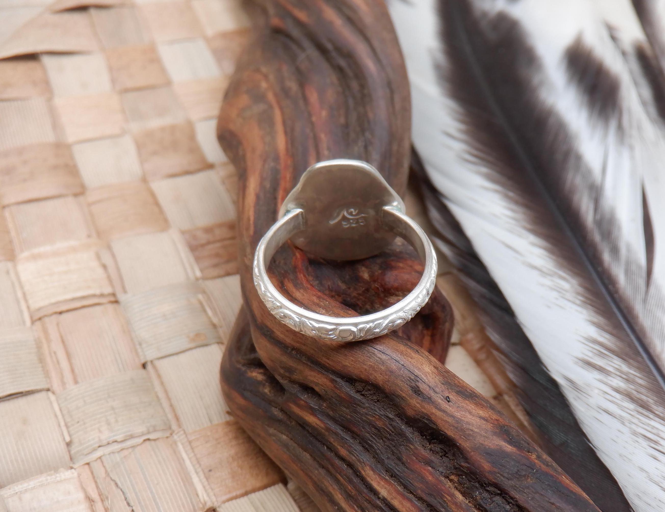 Hawaiian Sunrise Shell Ring With Sterling Silver Bezel and Patterned ...