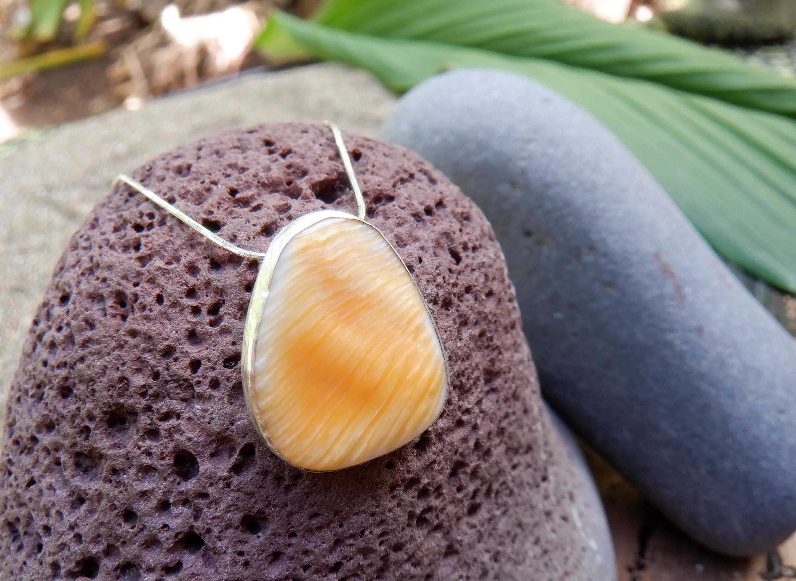 Hawaiian Thorny Oyster / Spiny Scallop Shell Pendant With Sterling ...