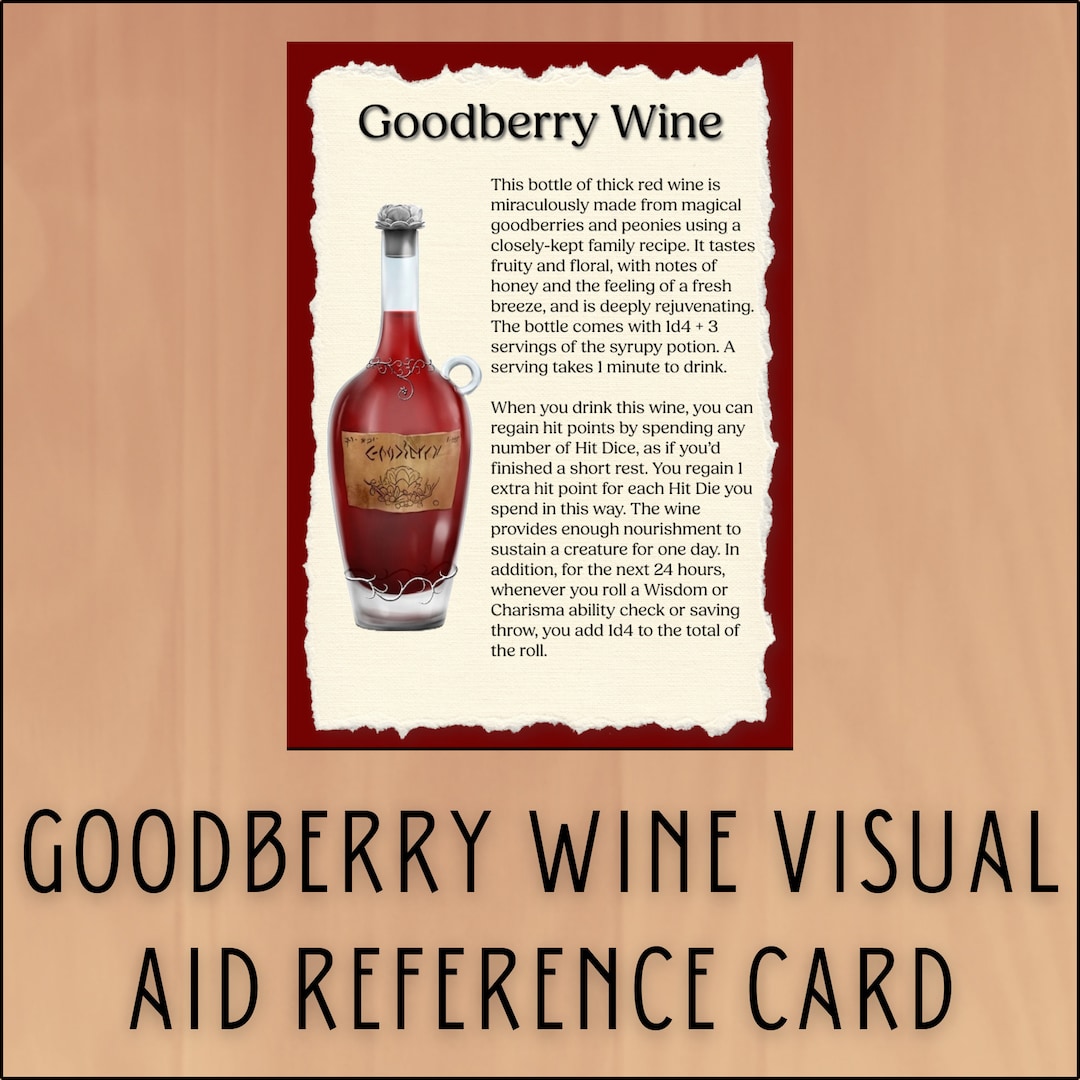 Goodberry Wine | Digital Download | Player Handouts | Visual Aid ...
