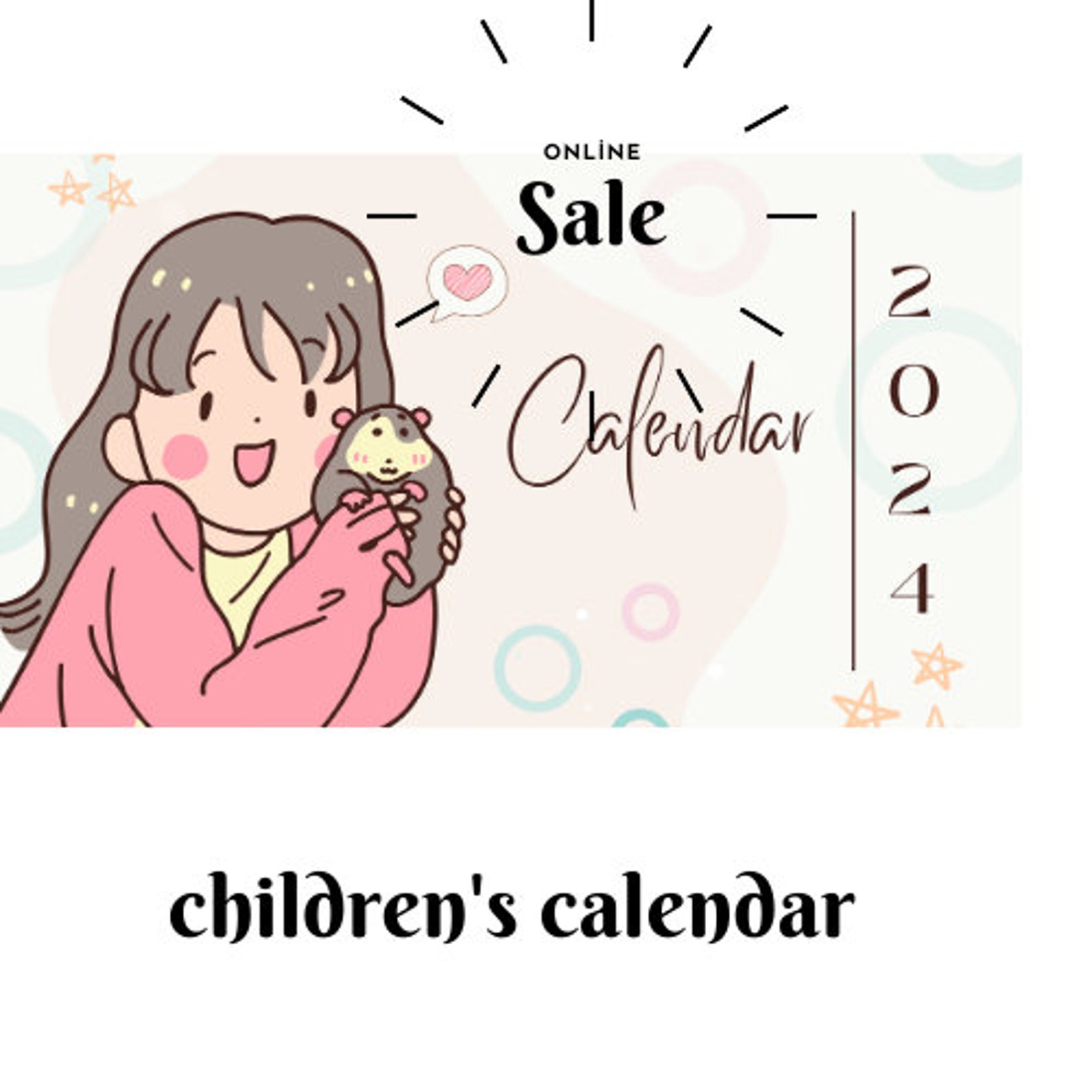 Tiny Calendar 2024 Art Calendar 2024 New Year Gift Idea Kids Calendar 2024, Digital Calendar ...