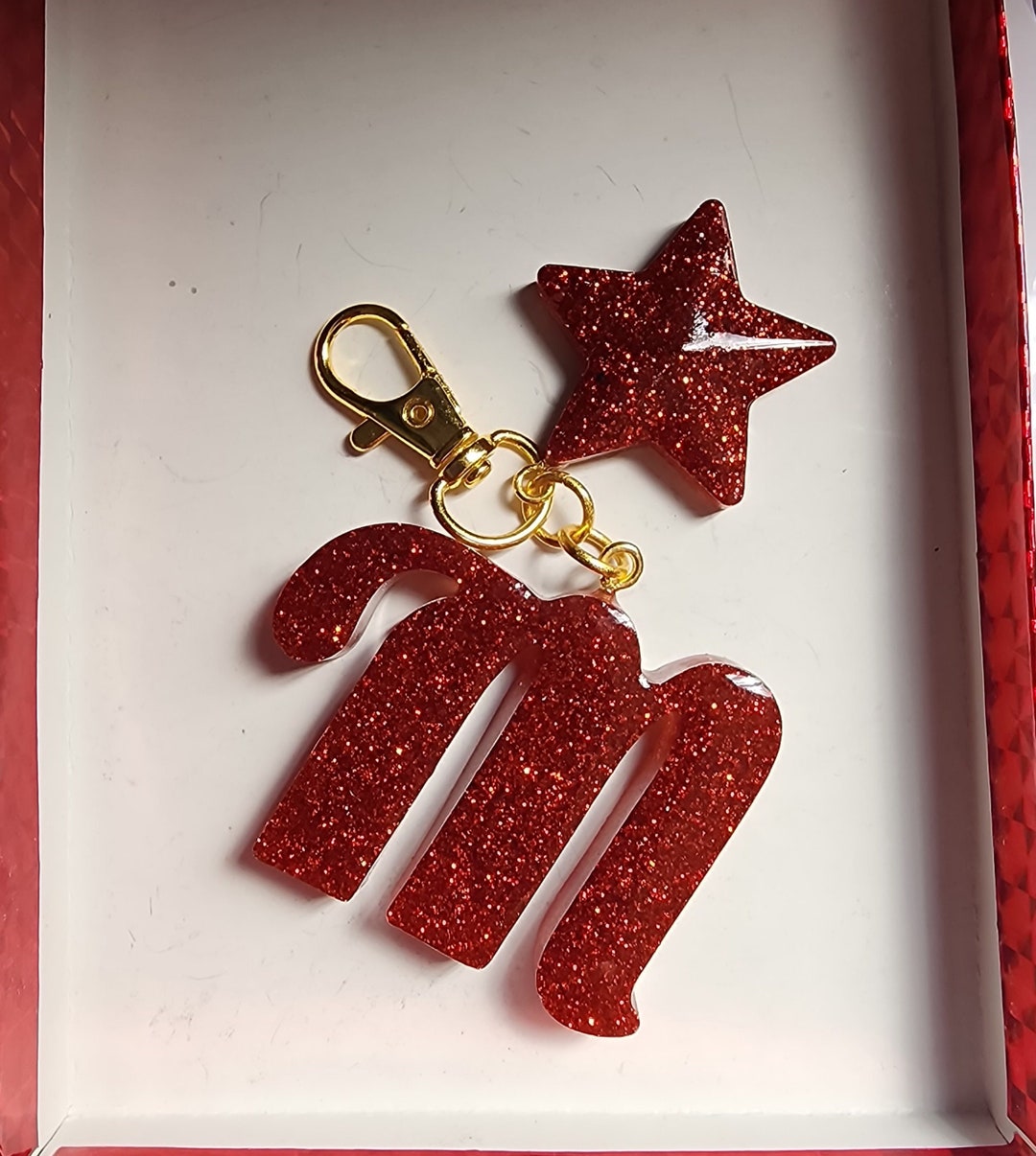 Cursive Letter M Resin Keychain 2024 Item - Etsy