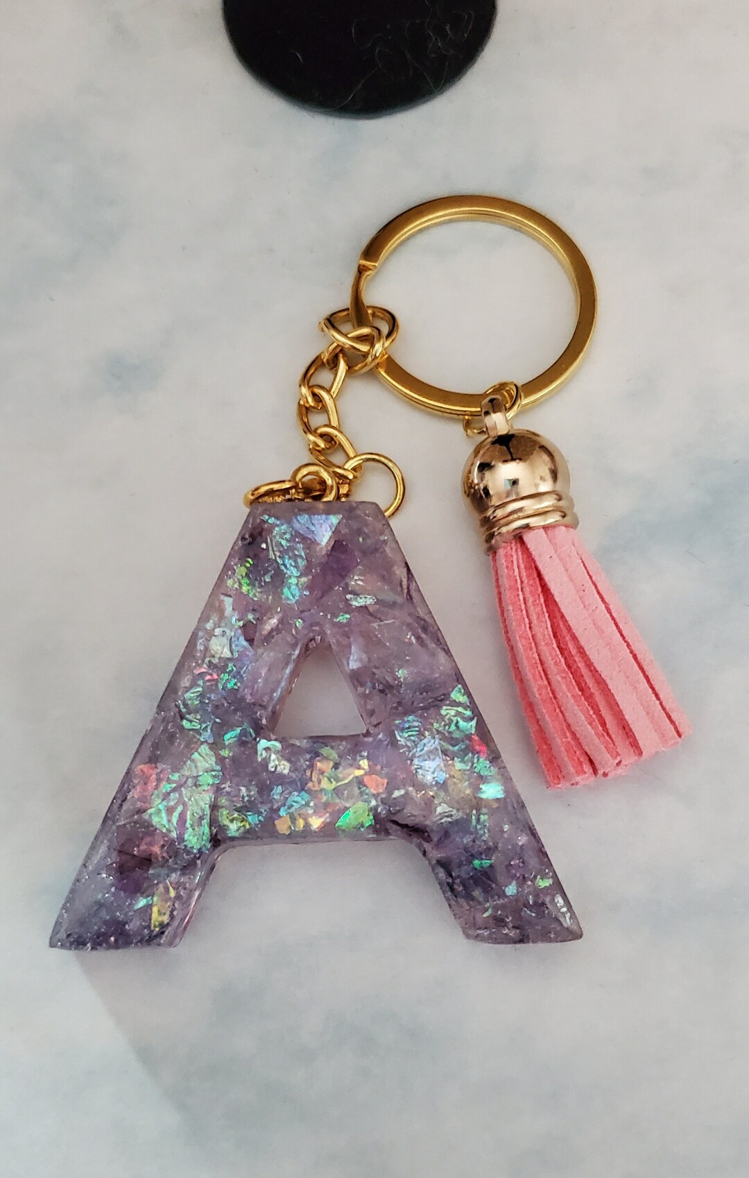 Letter A UV Resin Initial Keychain - Etsy