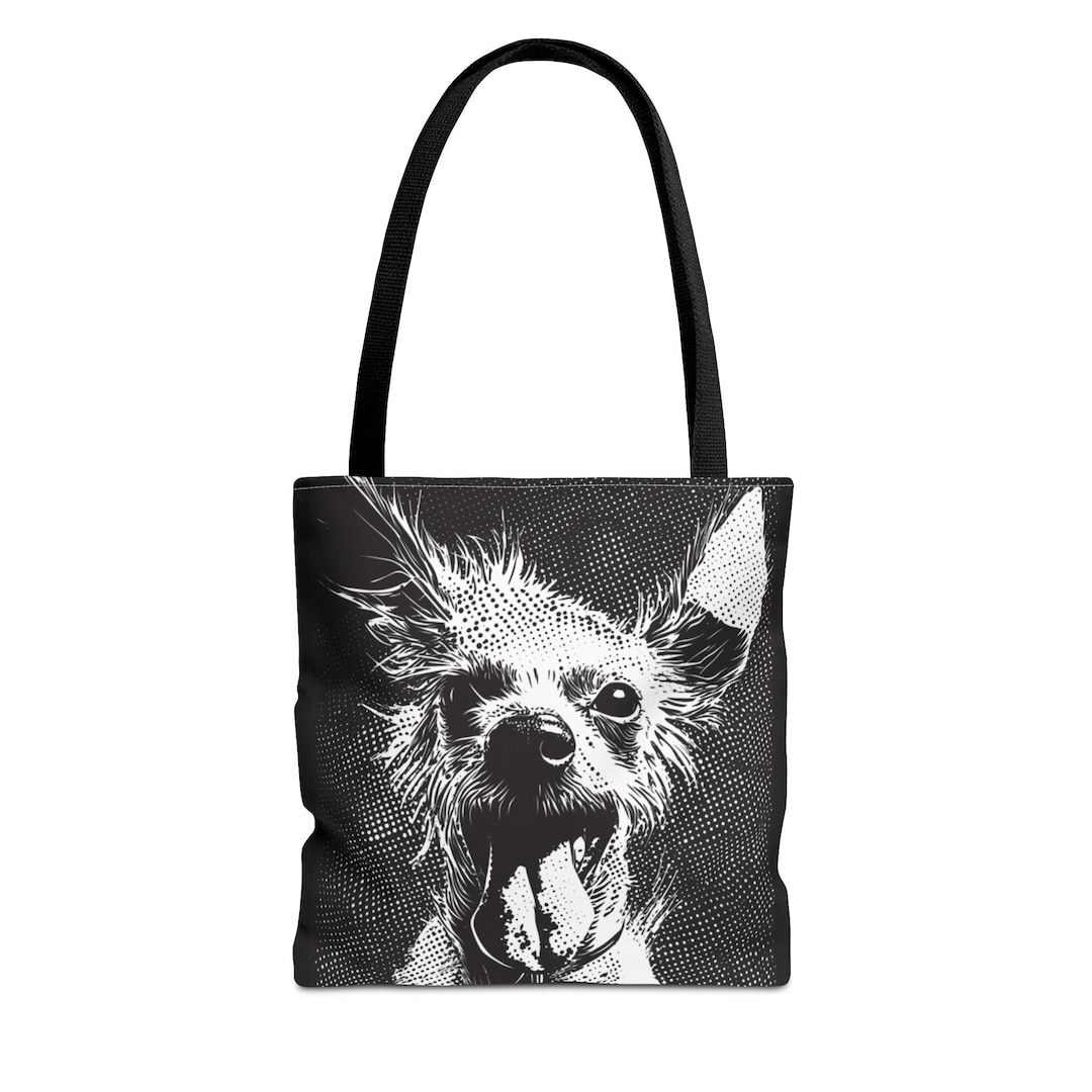 Halftone Ugly Dog Face Tote Bag: Black & White Print - Etsy
