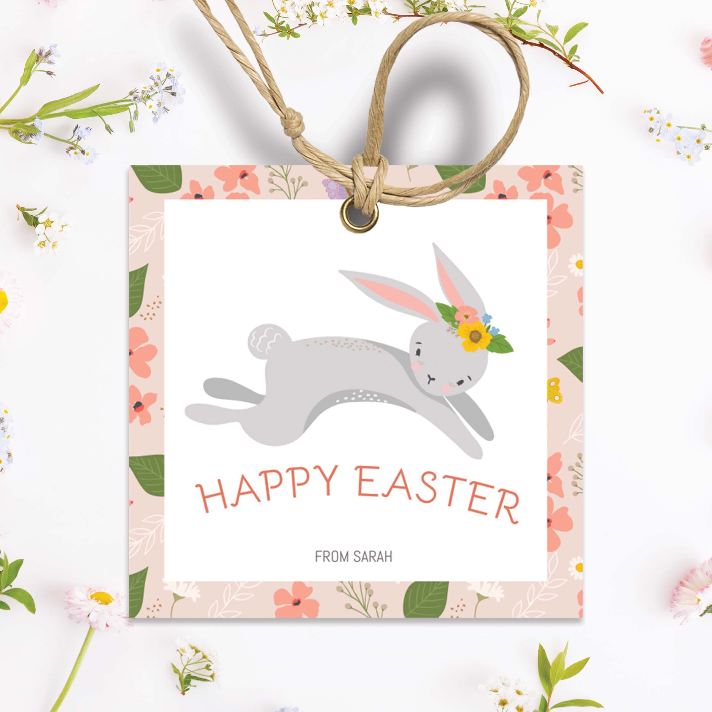Editable Easter Bunny Gift Tag: Printable Party Favor (digital Download ...
