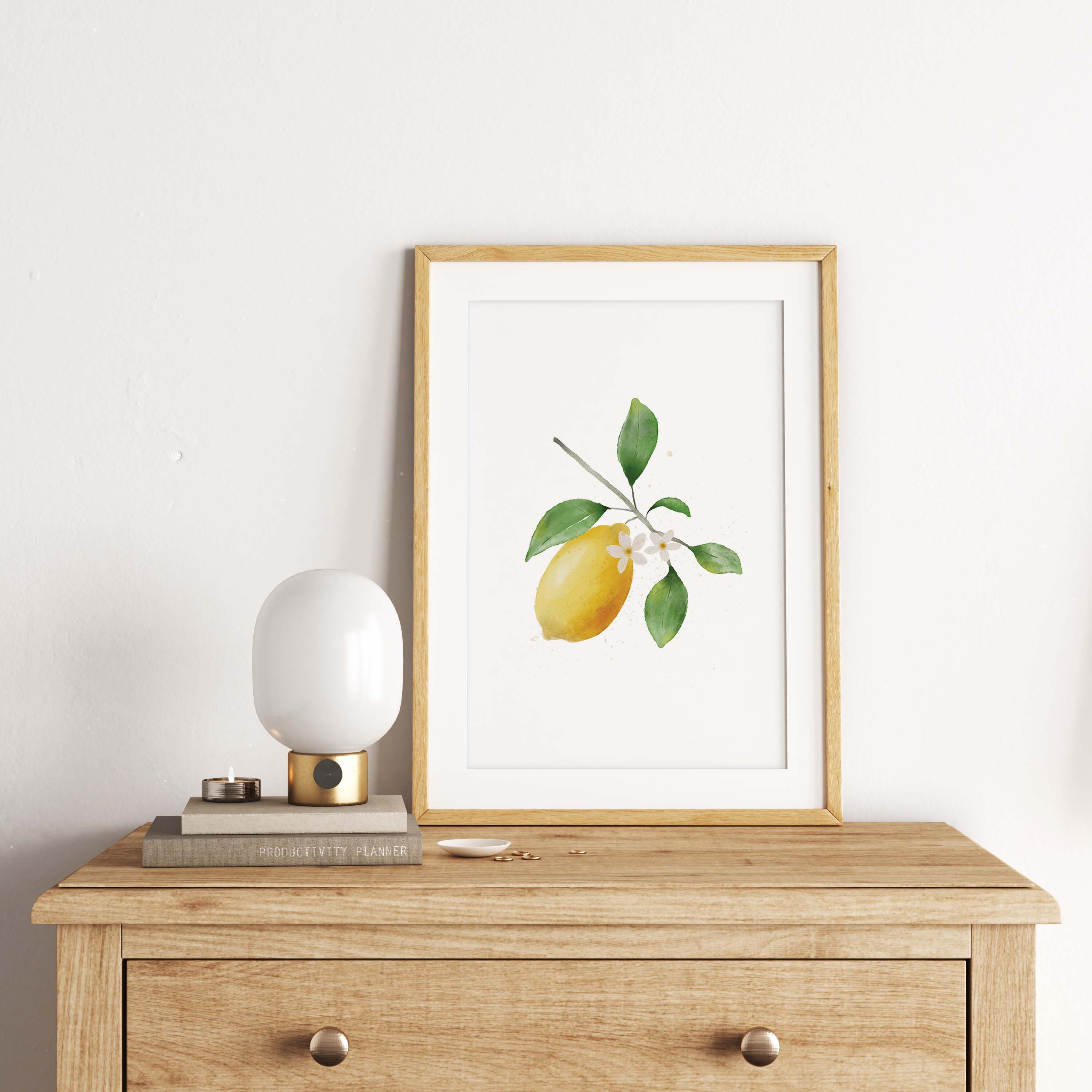 Lemon Wall Art Kitchen Decor Printable Wall Art Lemon Watercolor Citrus ...