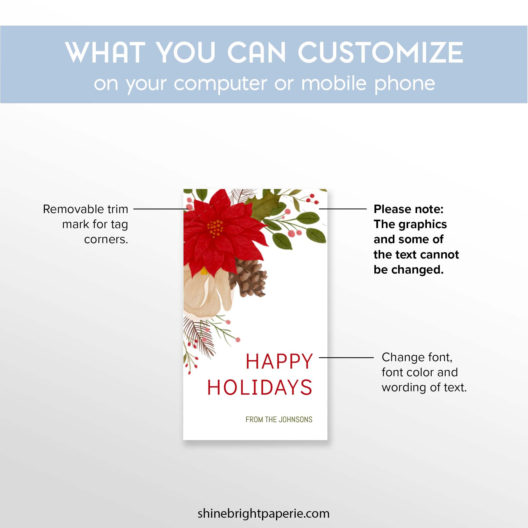 Editable Floral Holiday Gift Tags Template Holidays Downloadable ...