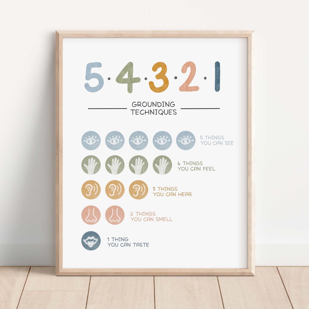 Grounding Techniques Emotional Regulation Anxiety Relief Poster, School ...