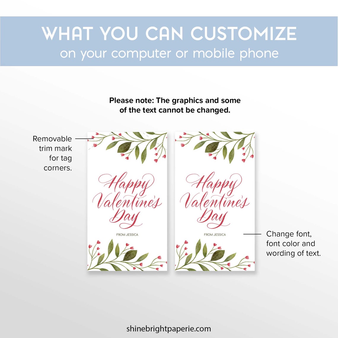 Editable Valentine's Day Treat Tag, Valentine's Day for Her, Printable ...