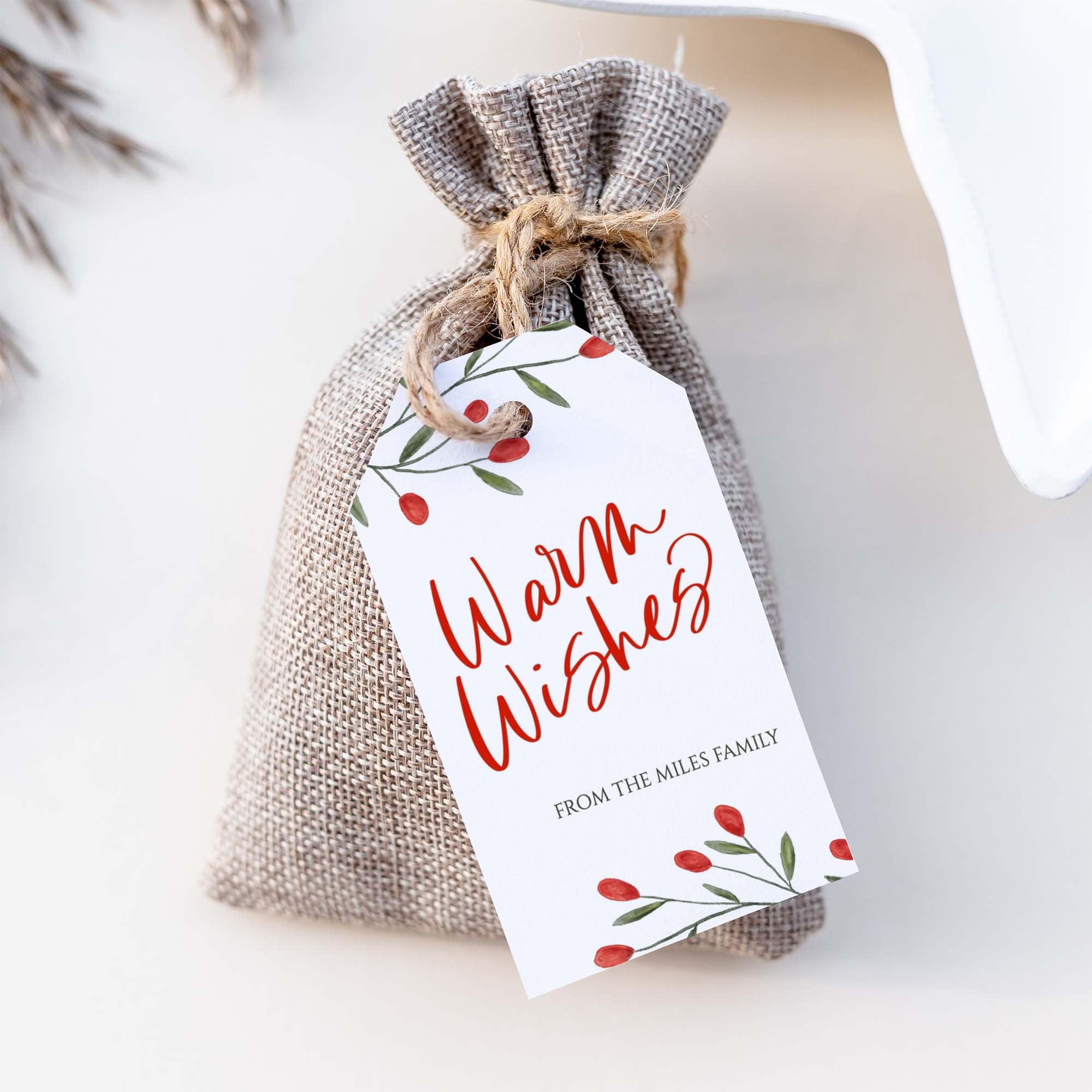Warm Wishes Gift Tag: Editable Holiday Favor Tag (digital Download) - Etsy