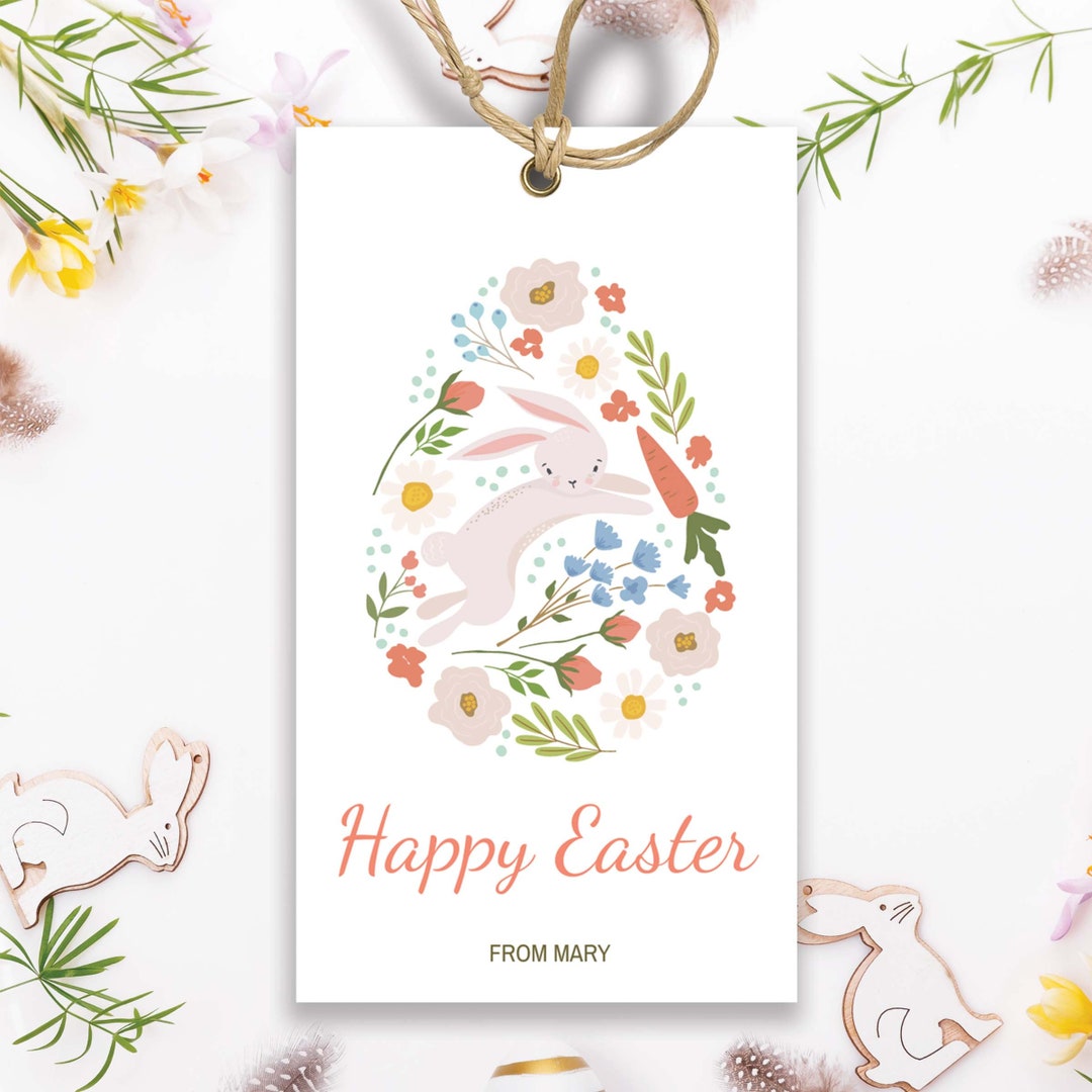 Editable Easter Basket Tag Printable Easter Gift Tag Happy Easter Bunny ...