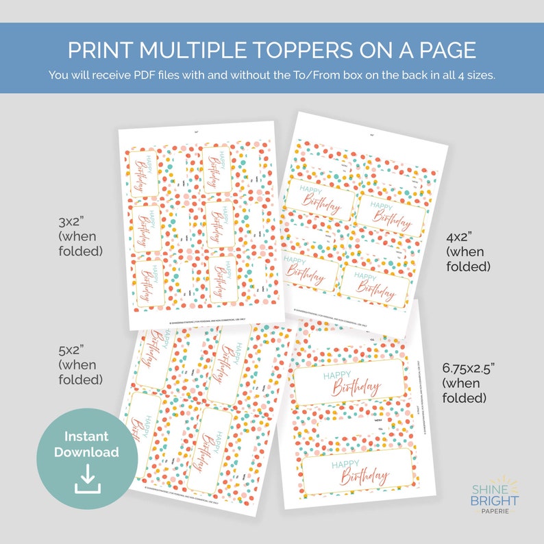 Happy Birthday Treat Bag Topper: Printable Cookie Bag (digital Download ...