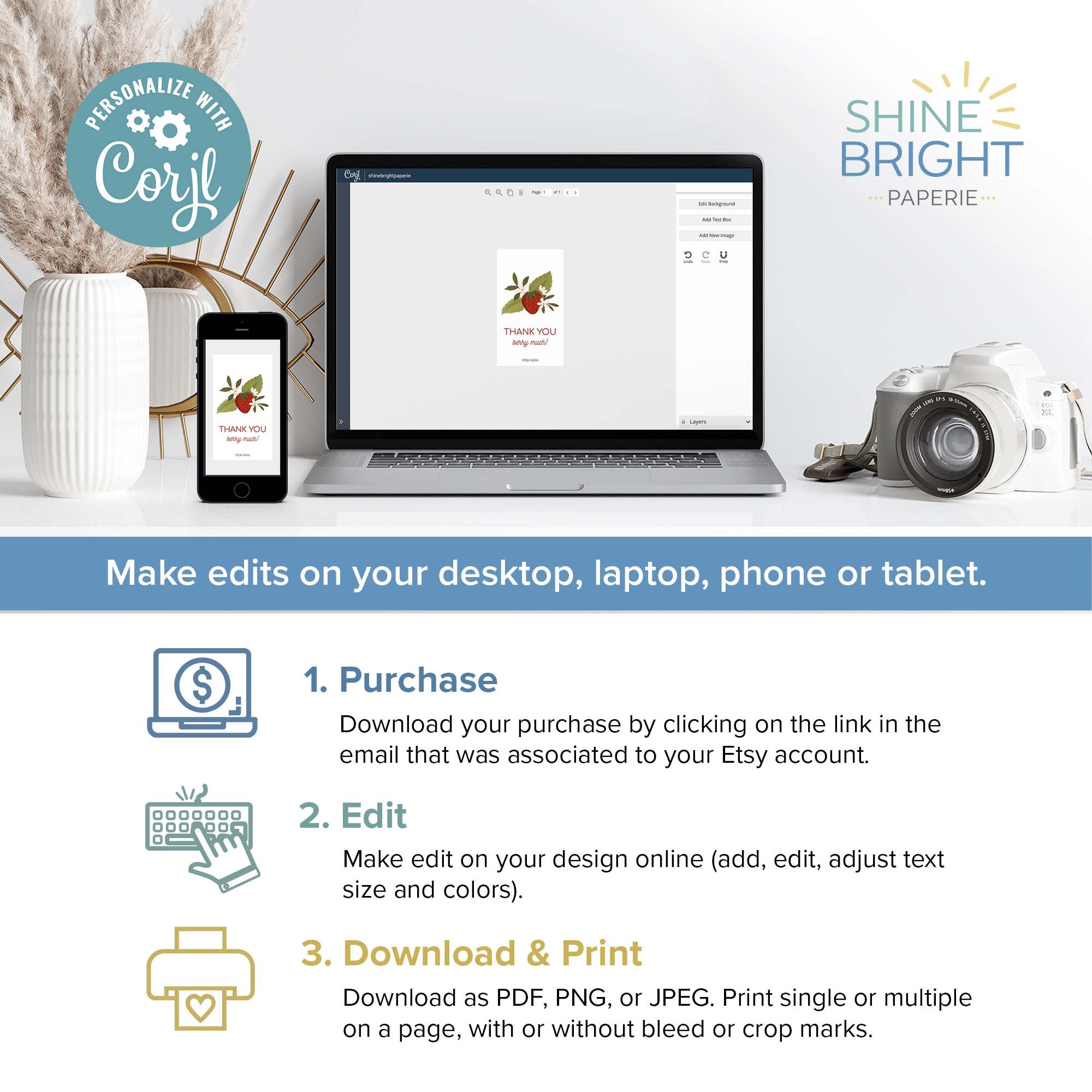 Thank You Berry Much Printable Gift Tags Baby Shower Tags Editable DIY ...