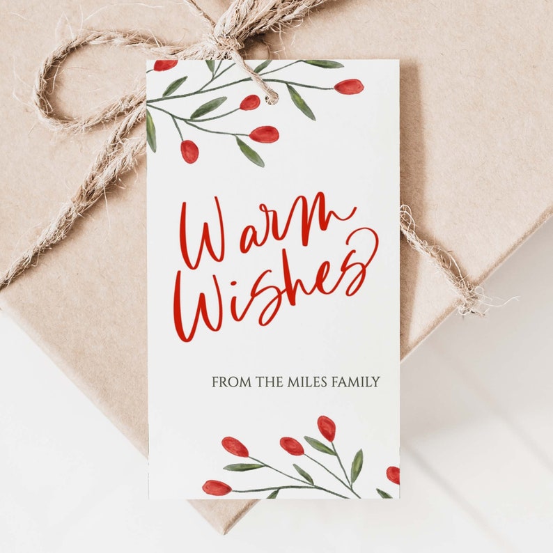 Warm Wishes Gift Tag: Editable Holiday Favor Tag (digital Download) - Etsy