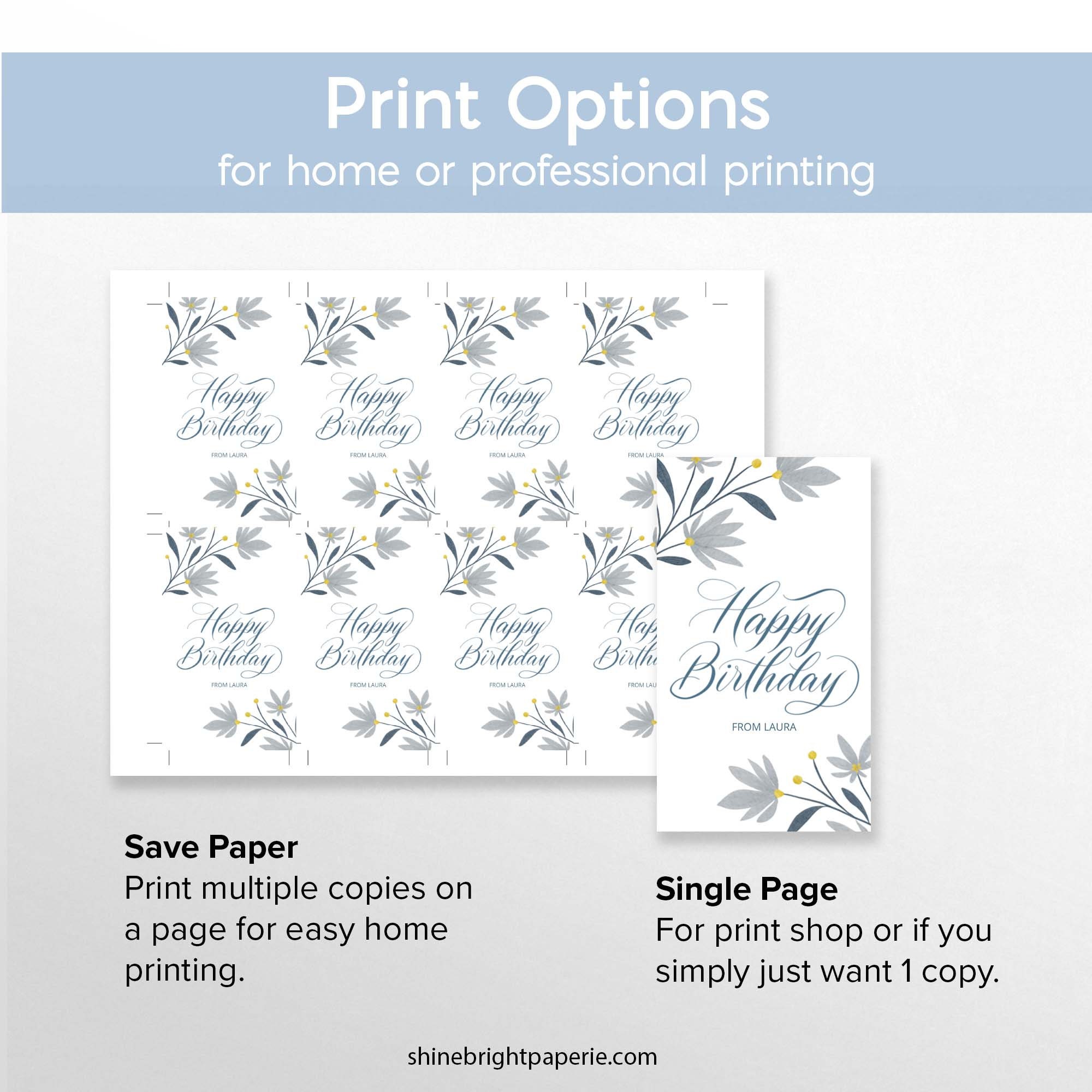 Happy Birthday Gift Tag Watercolor Floral Favor Tag Birthday Gift for ...