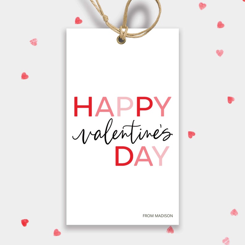 Editable Valentine's Day Gift Tag, Minimalist Valentine, Gift for Her ...